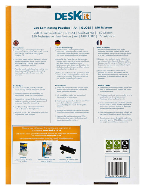 Laminating Pouches A4 (Gloss) | Bulk Pack | DESKIT – Deskit